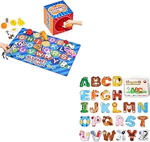 Amazon.com: JoyCat Alphabet Mystery Box Wooden Thick Alphabet Magnets ...