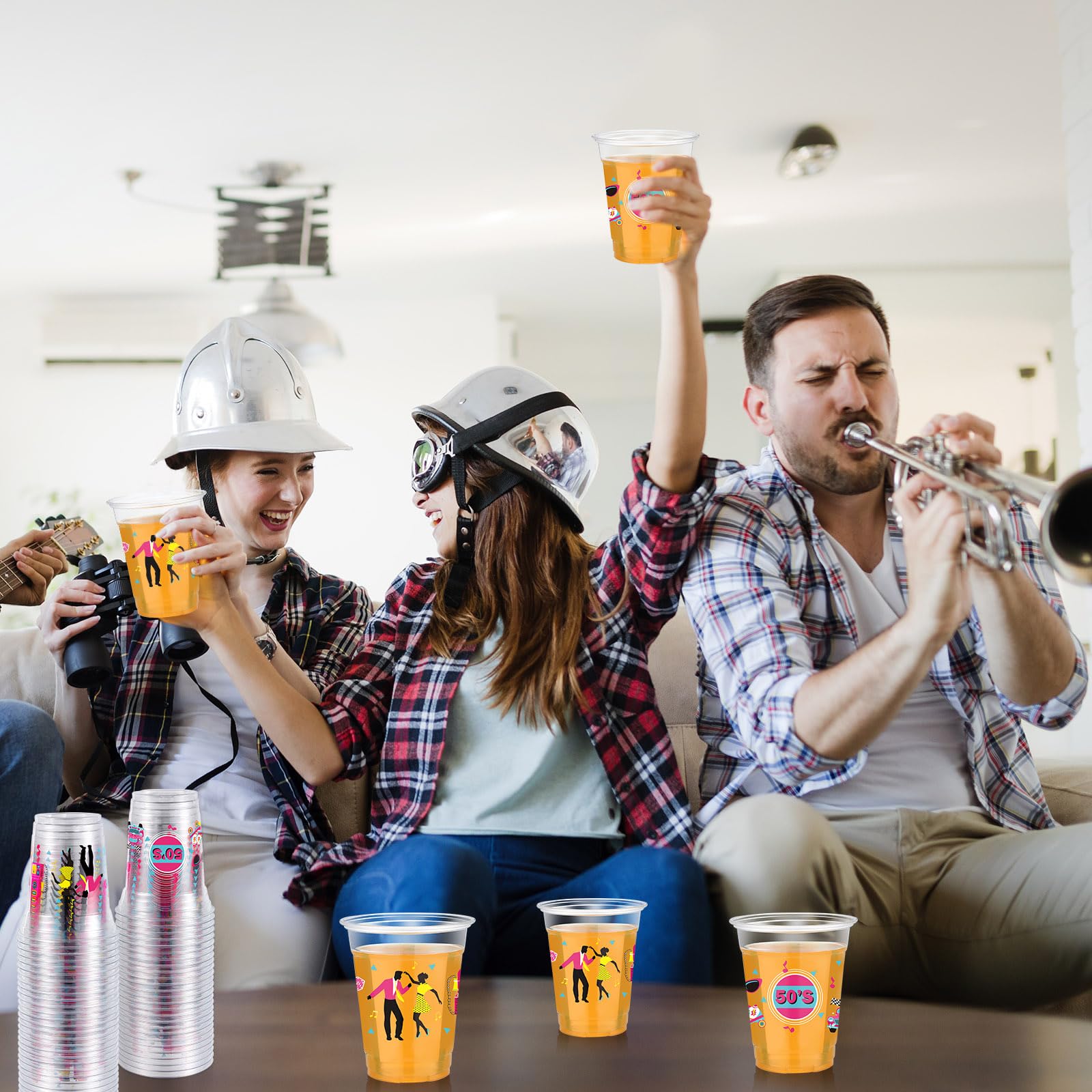 Snapklik.com : FoldTier 50 Pcs 50s Cups 12 Oz Plastic 50s Back To 50s ...