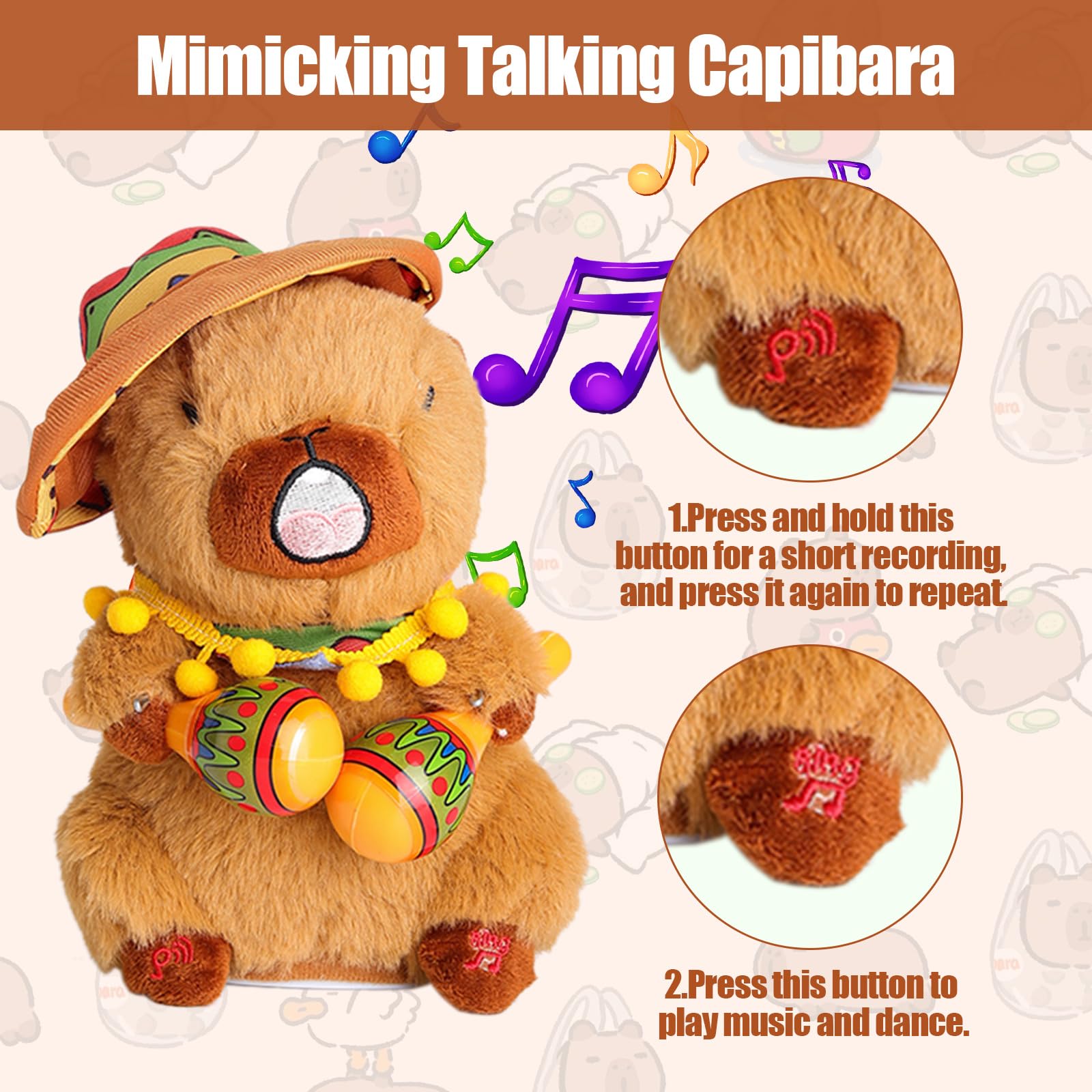 Snapklik.com : Talking Capybara Plush Toy, Dancing Capybara Stuffed ...