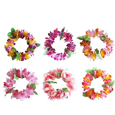 Amazon.com: BPNHNA 6PCS Hawaiian Wreaths Headband Tropical Luau Flower ...
