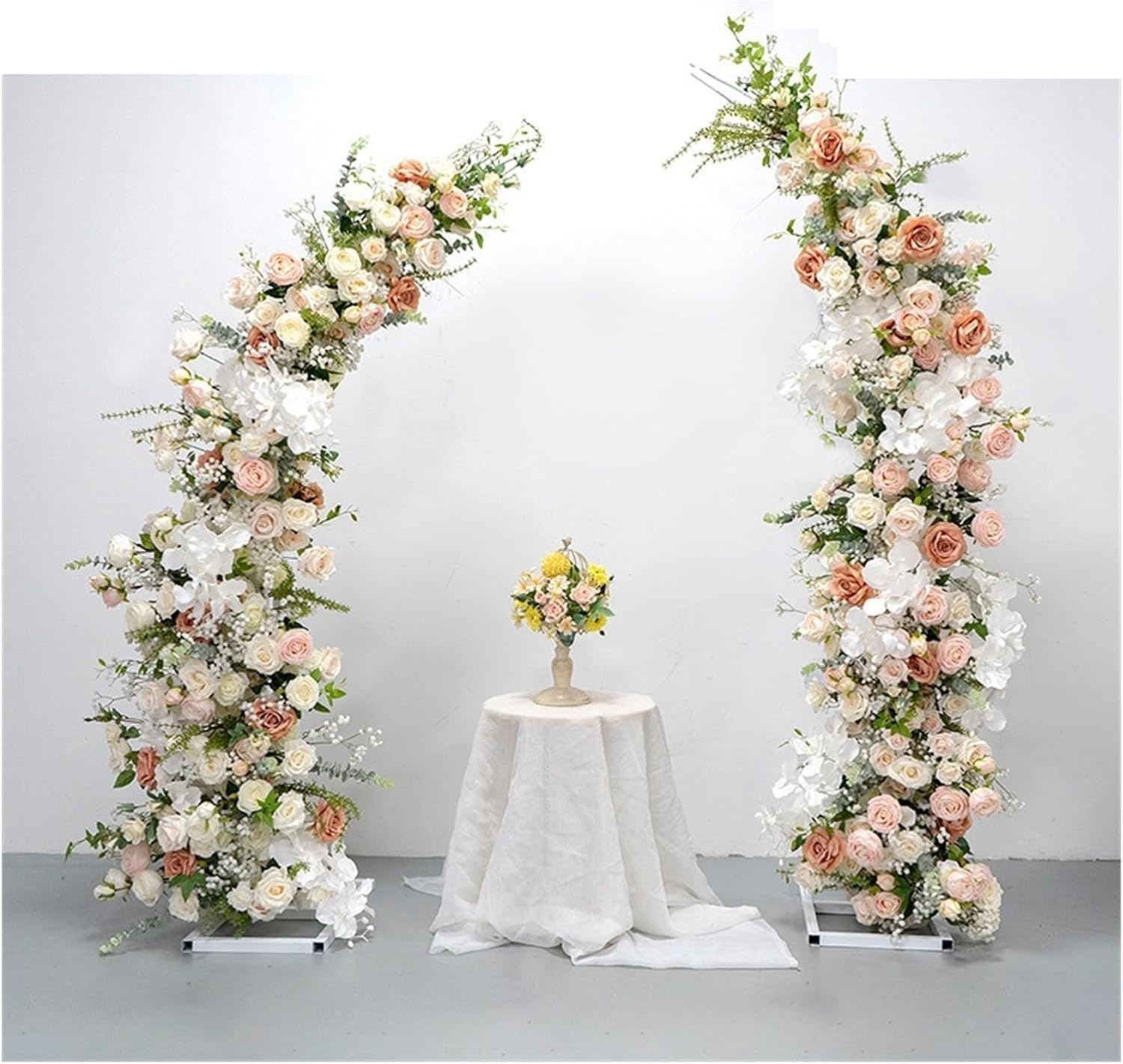 Amazon.com: Wedding Arch Horn Arch with White Pink Floral Arrangement ...