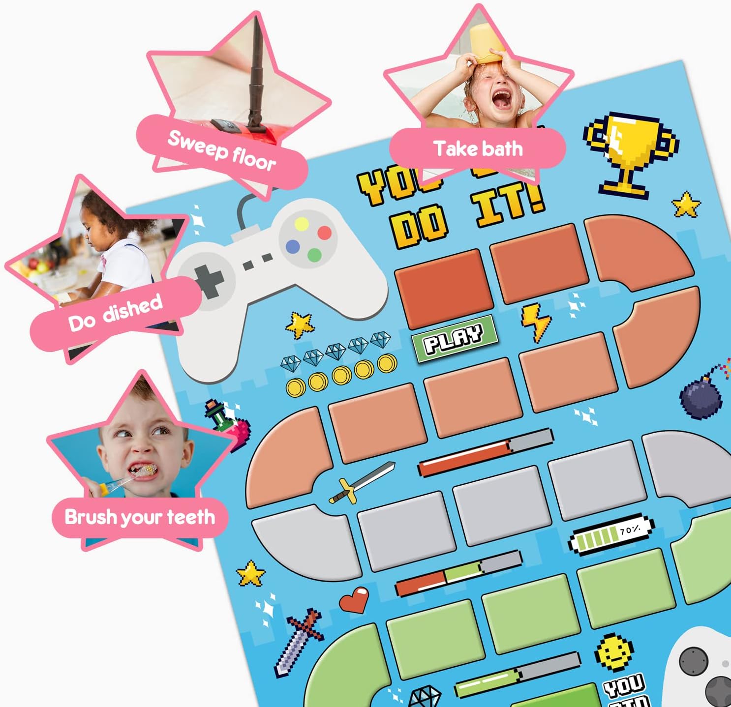 Video Game Magnetic Dry Erase Chore Chart for Kids, Barbados | Ubuy