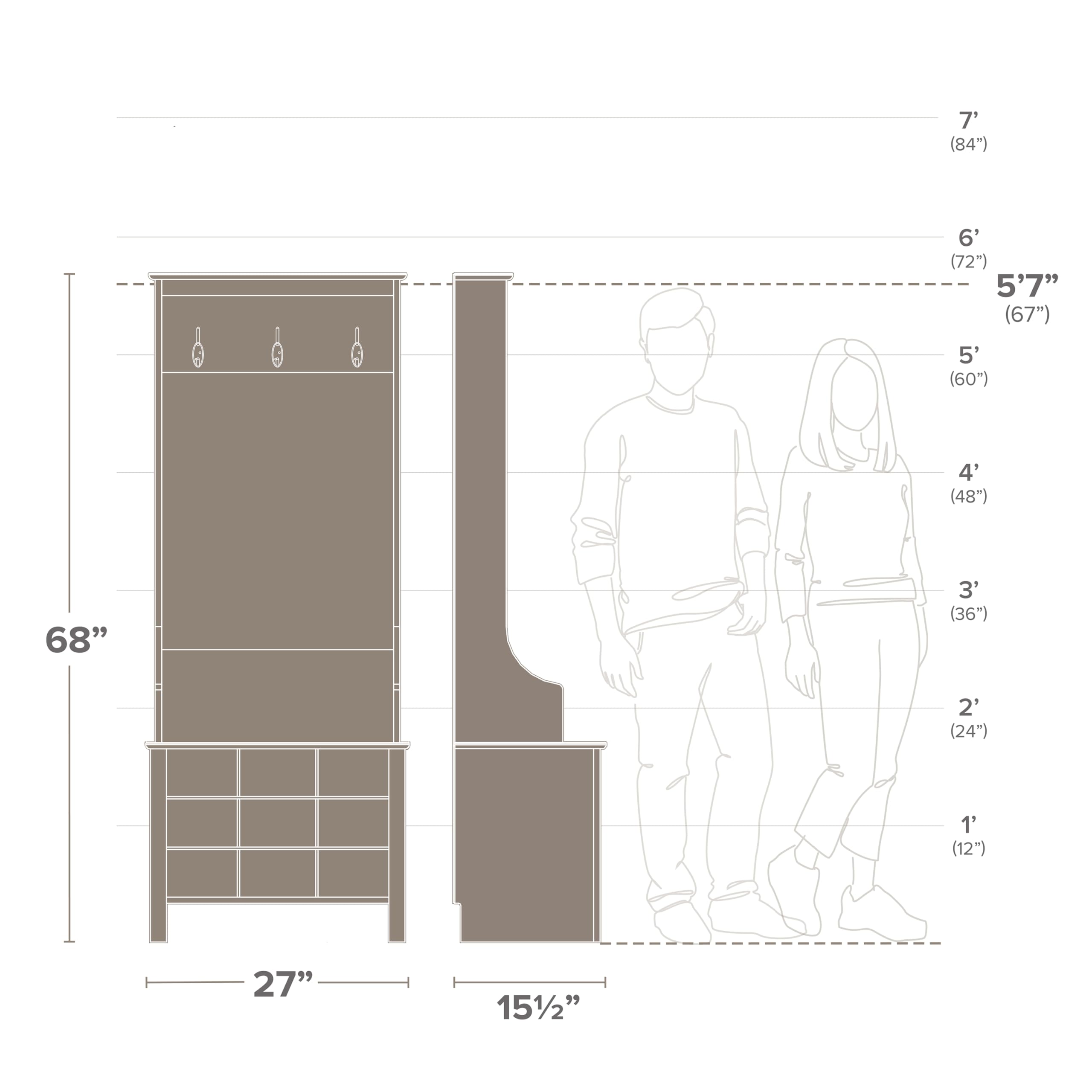 Snapklik.com : Prepac Narrow Hall Tree