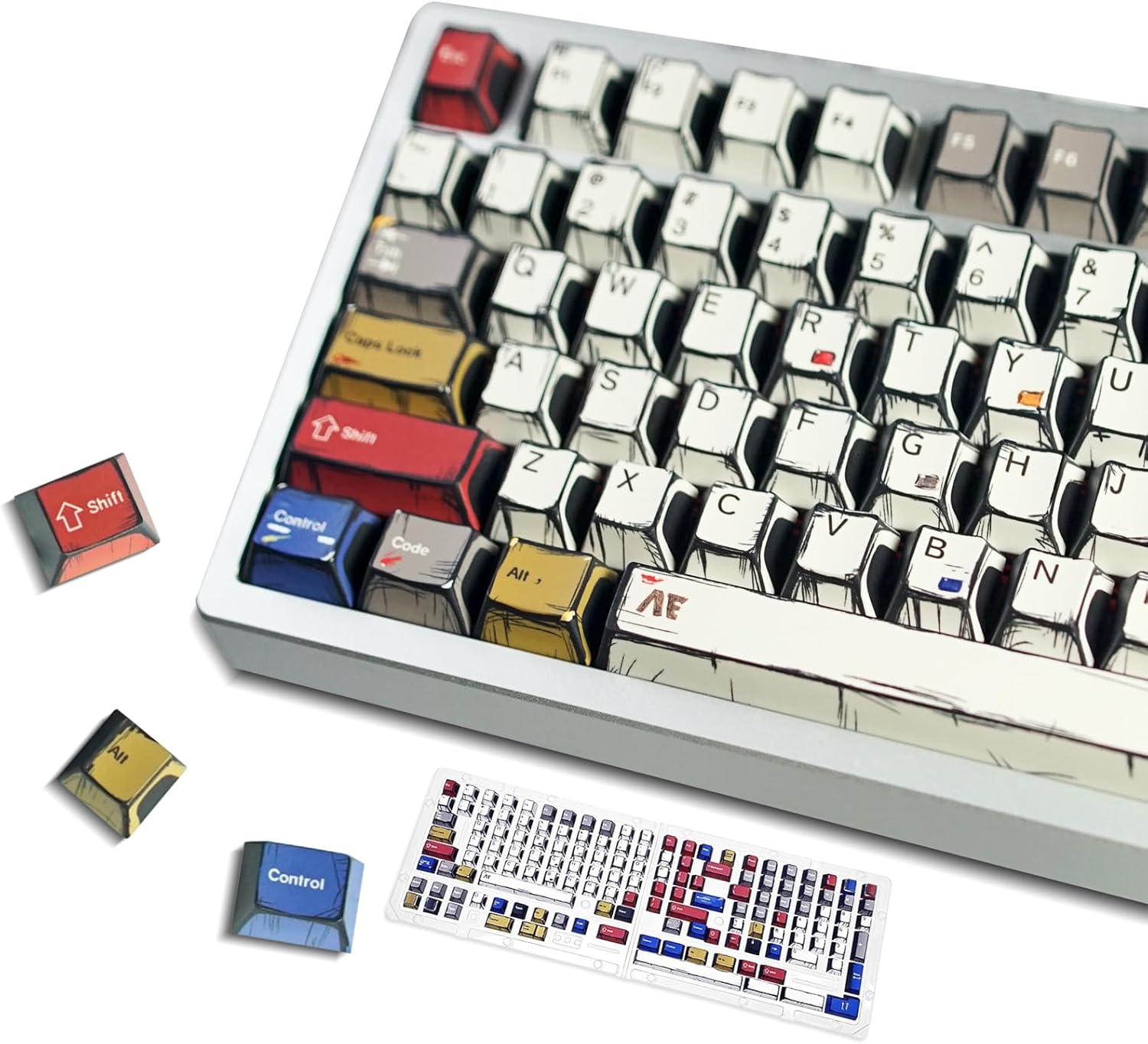 Retro Anime PBT Keycaps-Japanese Manga Theme Cherry Key caps Set 141 ...