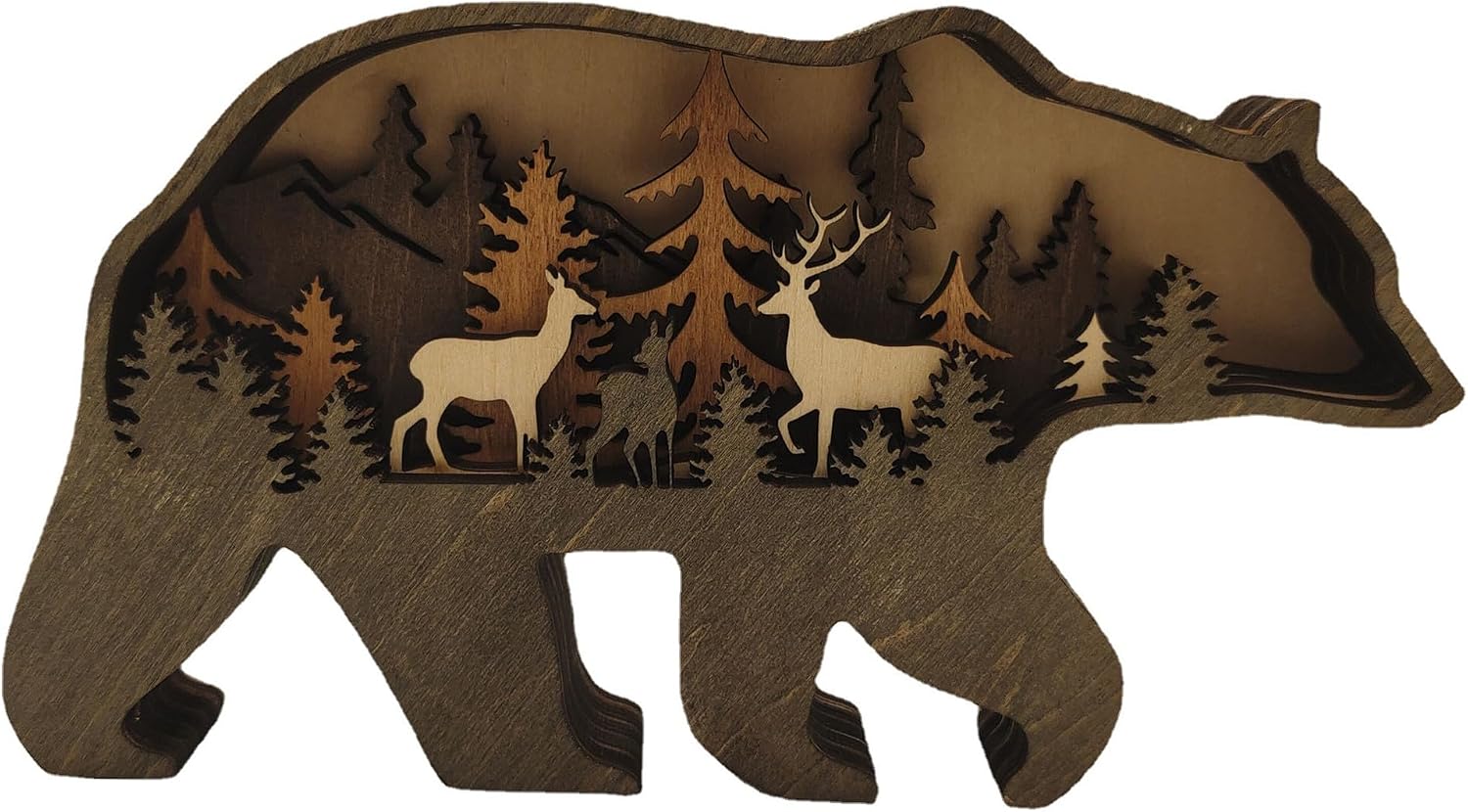 Amazon.com: alblinsy Forest Animal Rustic Desk Art Decor Wooden ...