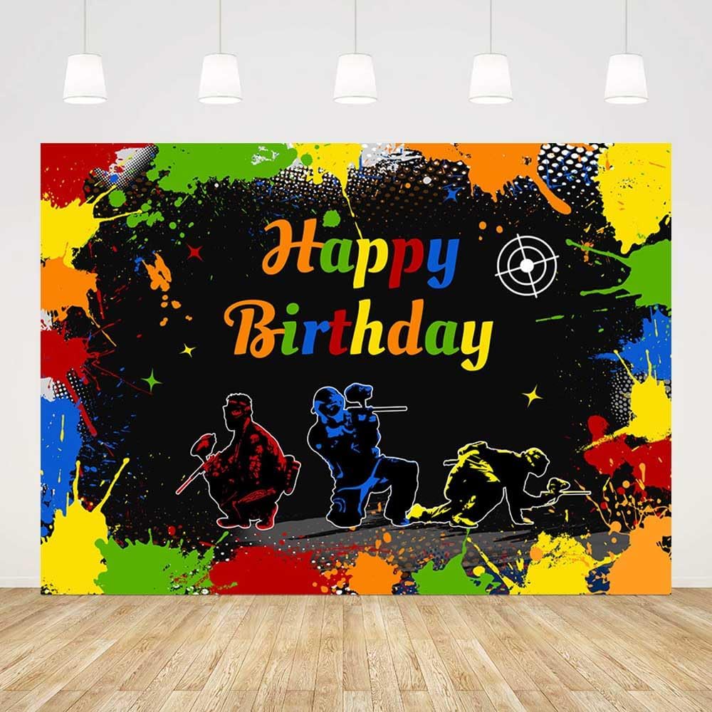 Amazon.com : AIBIIN 7x5ft Paintball Birthday Backdrop Paintball Splash ...