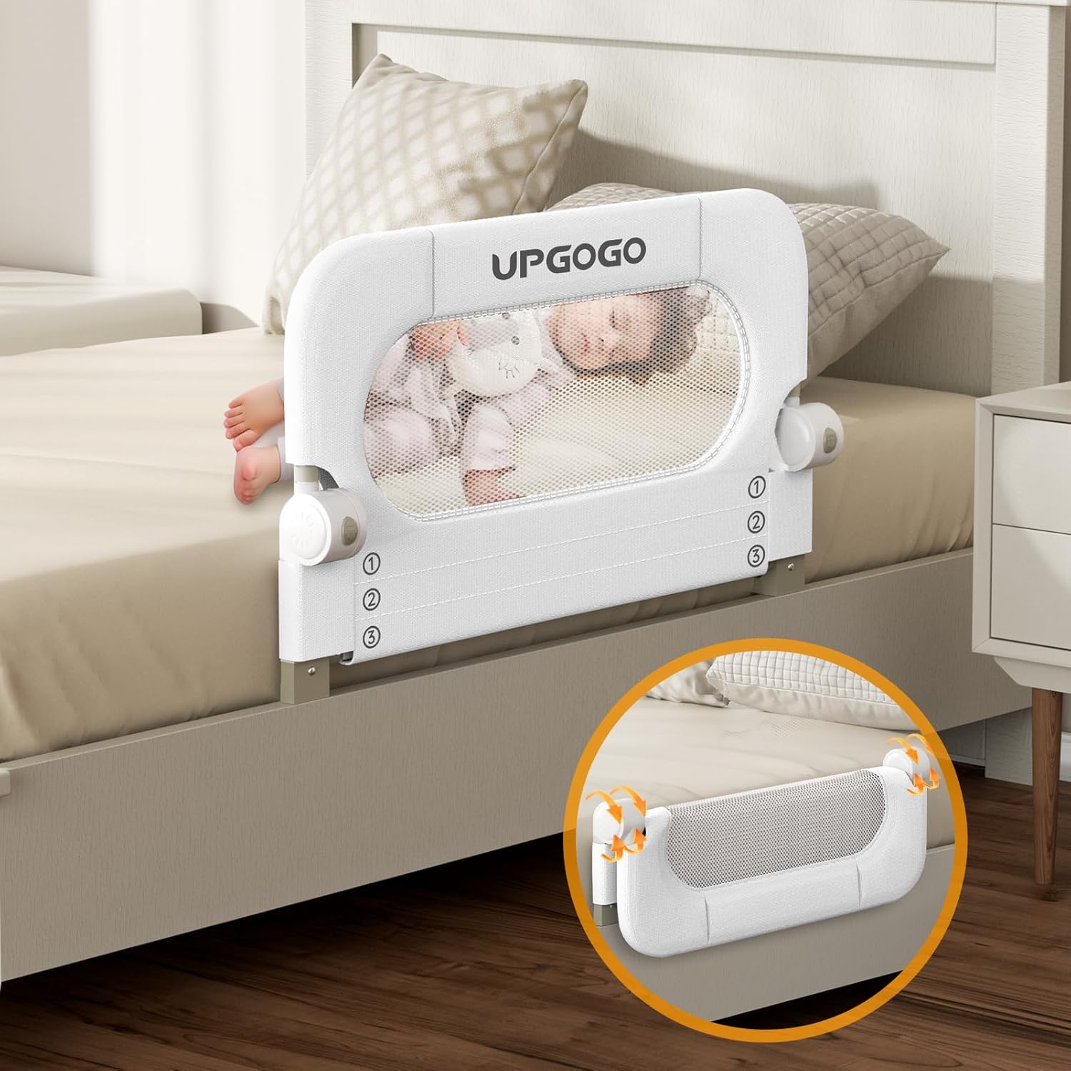 Amazon.com: UPGOGO Folding Toddler Bed Rails for Crib,Toddler Bed Guard ...
