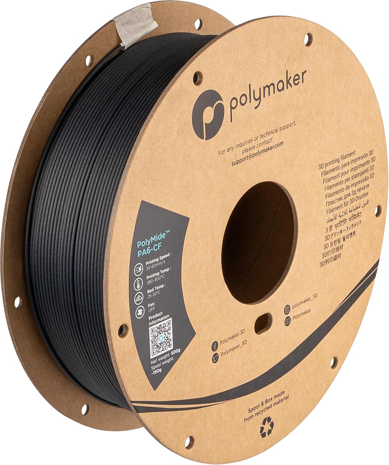Polymaker Polymide PA6-CF Schwarz - 1,75mm - 500g : Amazon.de: Gewerbe, Industrie & Wissenschaft