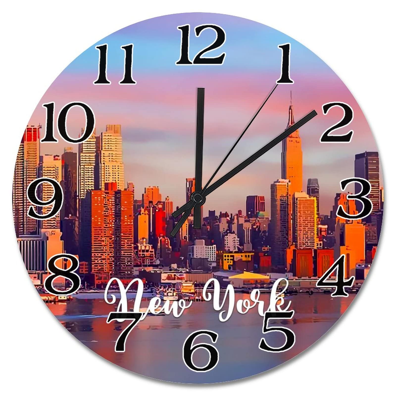 Amazon.com: New York USA Cityscape Wall Clock New York Scenery Travel ...