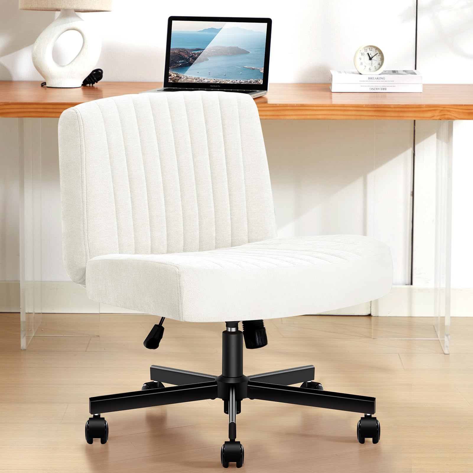 TUKAKA Criss Cross Chair with Wheels,Thick Padded Fabric Cross Legged ...