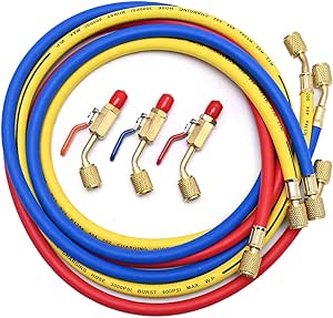 Amazon.com: 3pack Refrigerant Charging Hose with Ball Valve, 3-Color ...
