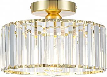 Mayful Modern Crystal Ceiling Light,Gold Seim Flush Mount Lighting ...