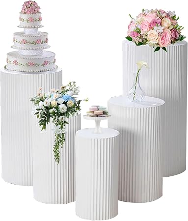 Amazon.com: WAINGHS Cylinder Pedestal Stands for Party - 5 Pieces White ...