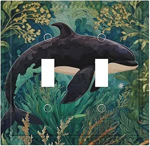 MUZUMU Orca Whale with Marine Life Light Switch Covers Double Toggle 2 ...