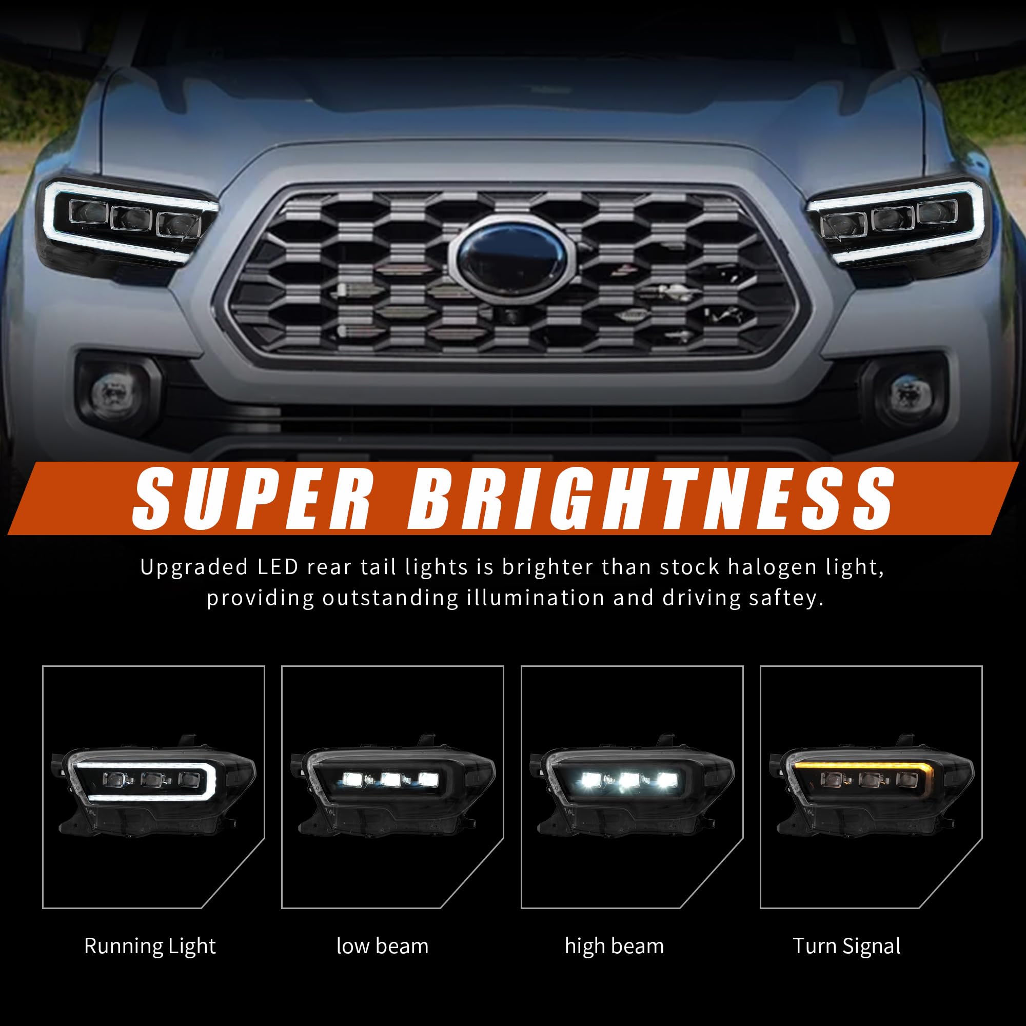 Snapklik.com : VLAND LED Projector Headlights For 3rd Gen Tacoma 2016 ...