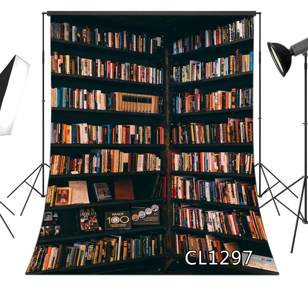 Buy 8x10ft Library Bookshelf School Backdrop for Video Conference ...