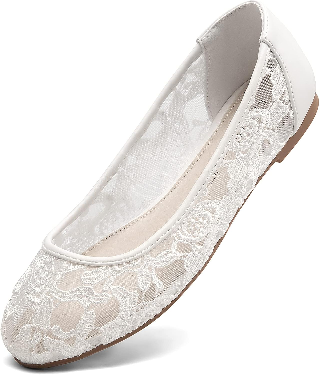 Amazon.com | Greatonu Women's Flats Cut Out Round Toe Slip On Floral ...