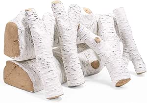 Amazon.com: Barton 6Pc Ceramic Log Set Birch Wood Style w/Stackable Gas ...