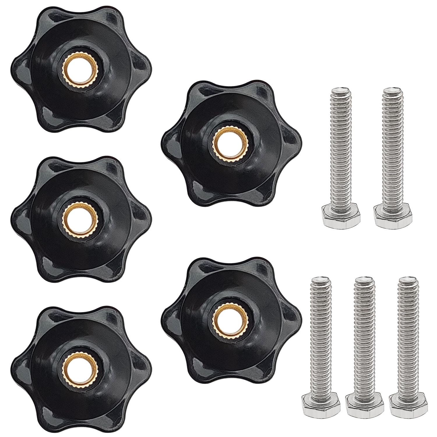 XYQMLY 6 Star Kit de boutons et boulons de rail en T, lot de 5 boutons ...