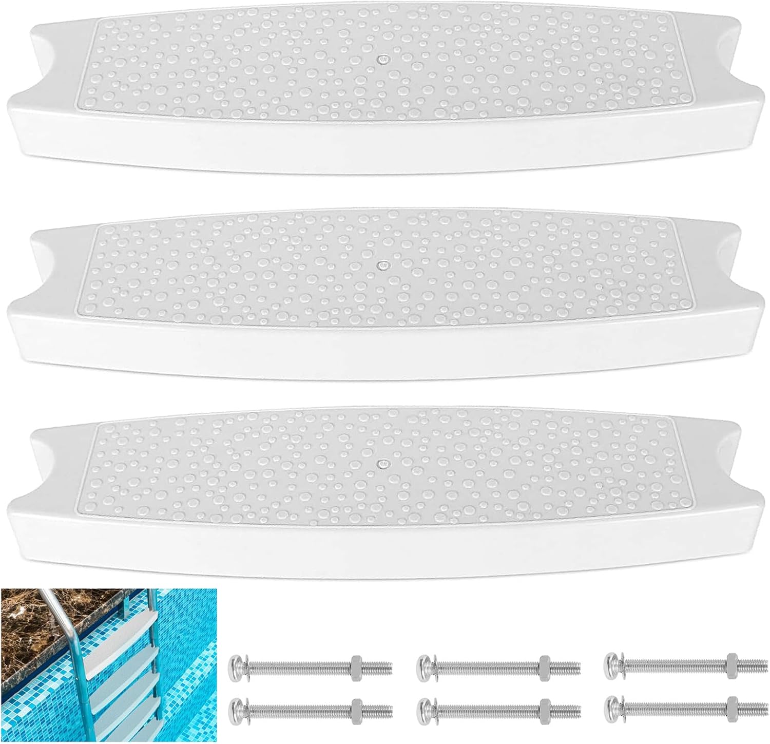 Swimming Pool Ladder Rung Steps - NEKOJOSW 18" Heavy-Duty Molded Pool ...