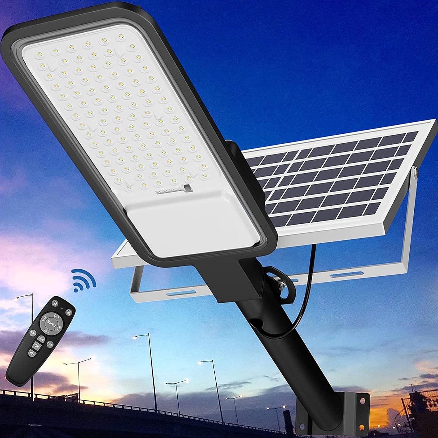 SZGMJIA Solar Street Light Outdoor, 80W Solar Led Security Flood Light ...