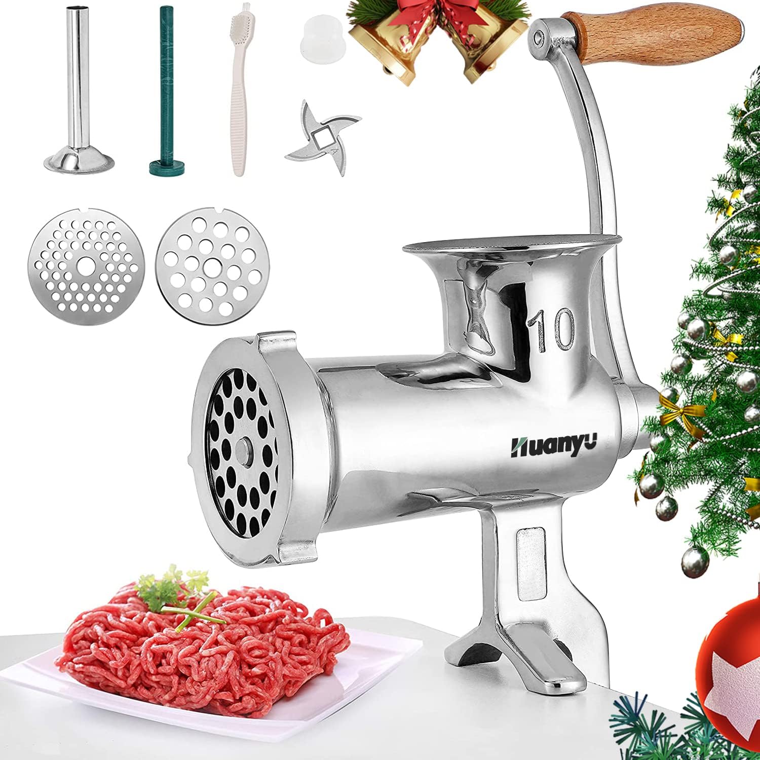Amazon.com: Huanyu Manual Meat Grinder Stainless Steel Hand Crank Meat ...