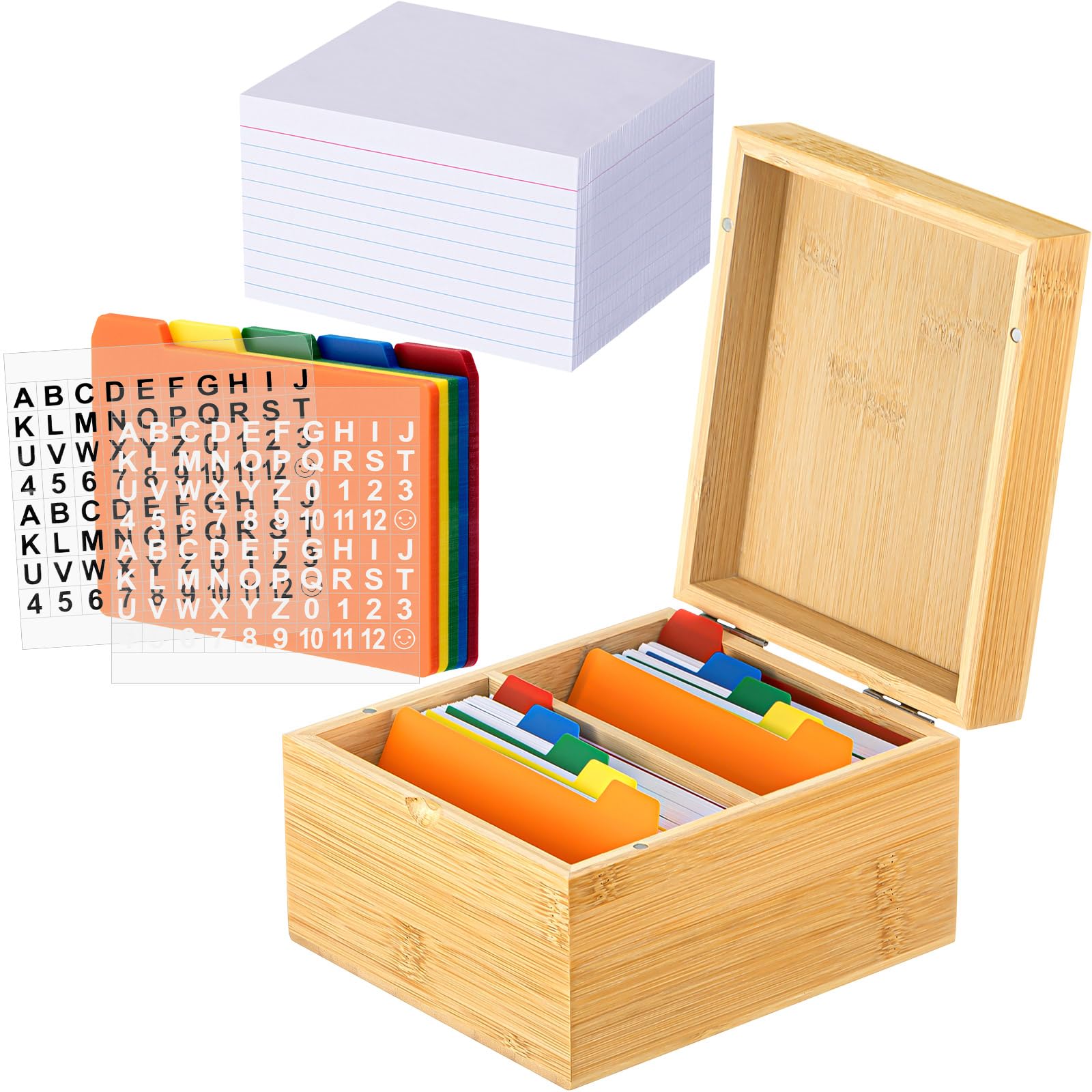 Amazon.com : Henoyso Index Card Holder Set 3 x 5 Inches Bamboo Index ...