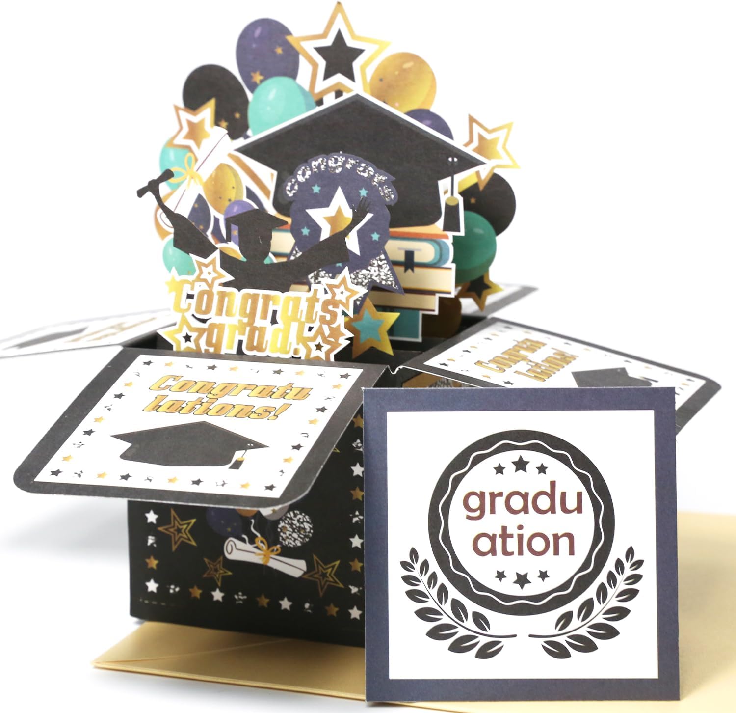 Amazon.com : Eki Shoal Graduation Pop Up Card with Envelope, Congrats ...