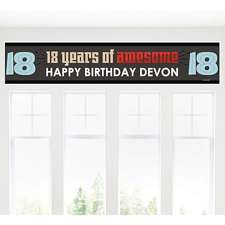 Amazon.com: Big Dot of Happiness Boy 18th Birthday - Hanging Vertical ...