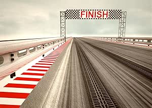 Amazon.com : Loccor 5x4ft Fabric Finish Line Race Track Backdrop for ...