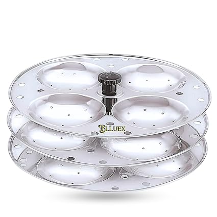 NR Export 3 Plate Stainless Steel Idli Stand for a 3 Liter Cooker Idli ...
