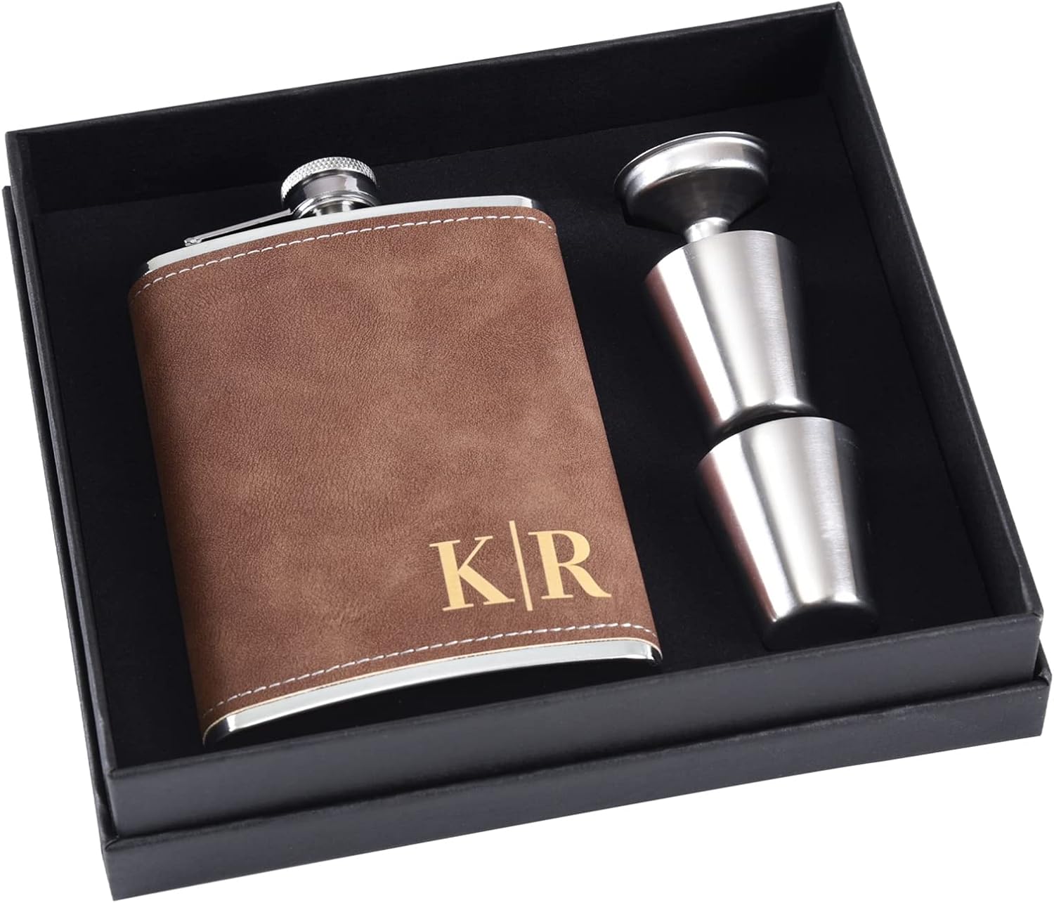 Personalised Flask for Men - 4 Designs, 8oz 304 Stainless Steel PU ...