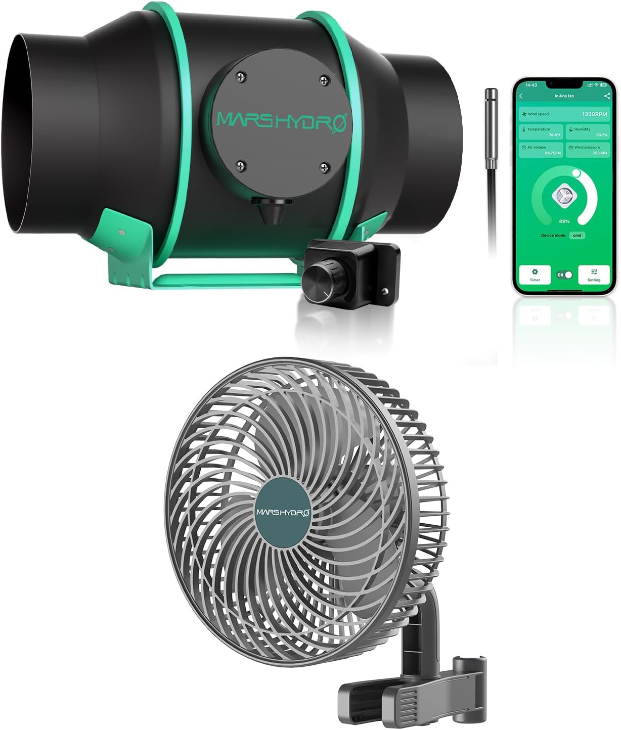 Amazon.com: Mars Hdyro iFresh 6 Inch Smart Inline Duct Fan with ...