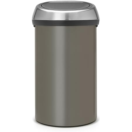 Brabantia 60 Litre Large Kitchen Touch Bin (Platinum) Removable Lid ...