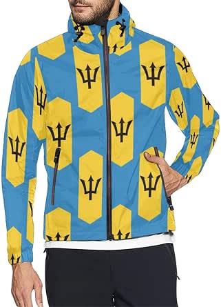 Barbados Flag Mens and Womens Windproof Jacket Windbreaker at Amazon ...