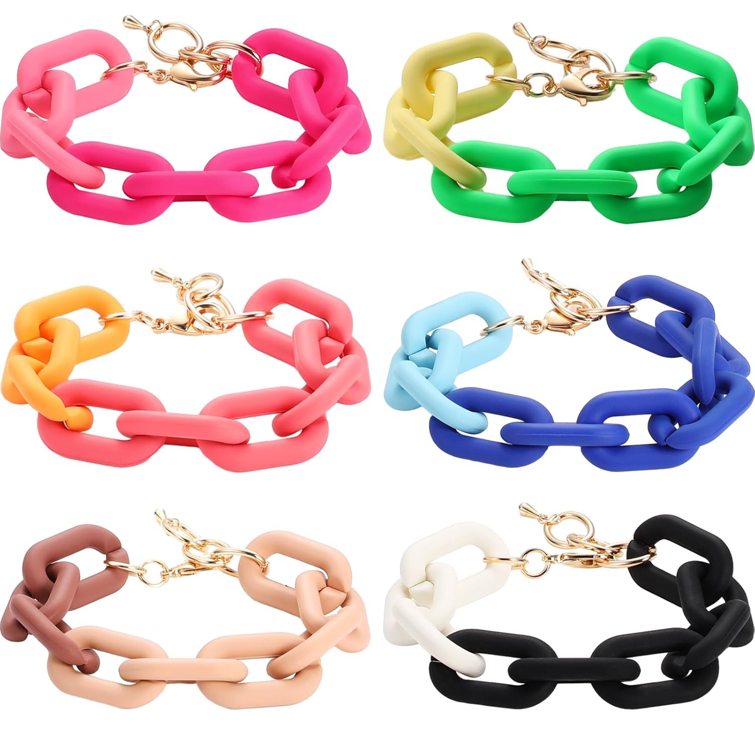 Amazon.com: Yinkin 6 Pcs Summer Colorful Resin Link Bracelet for Women ...