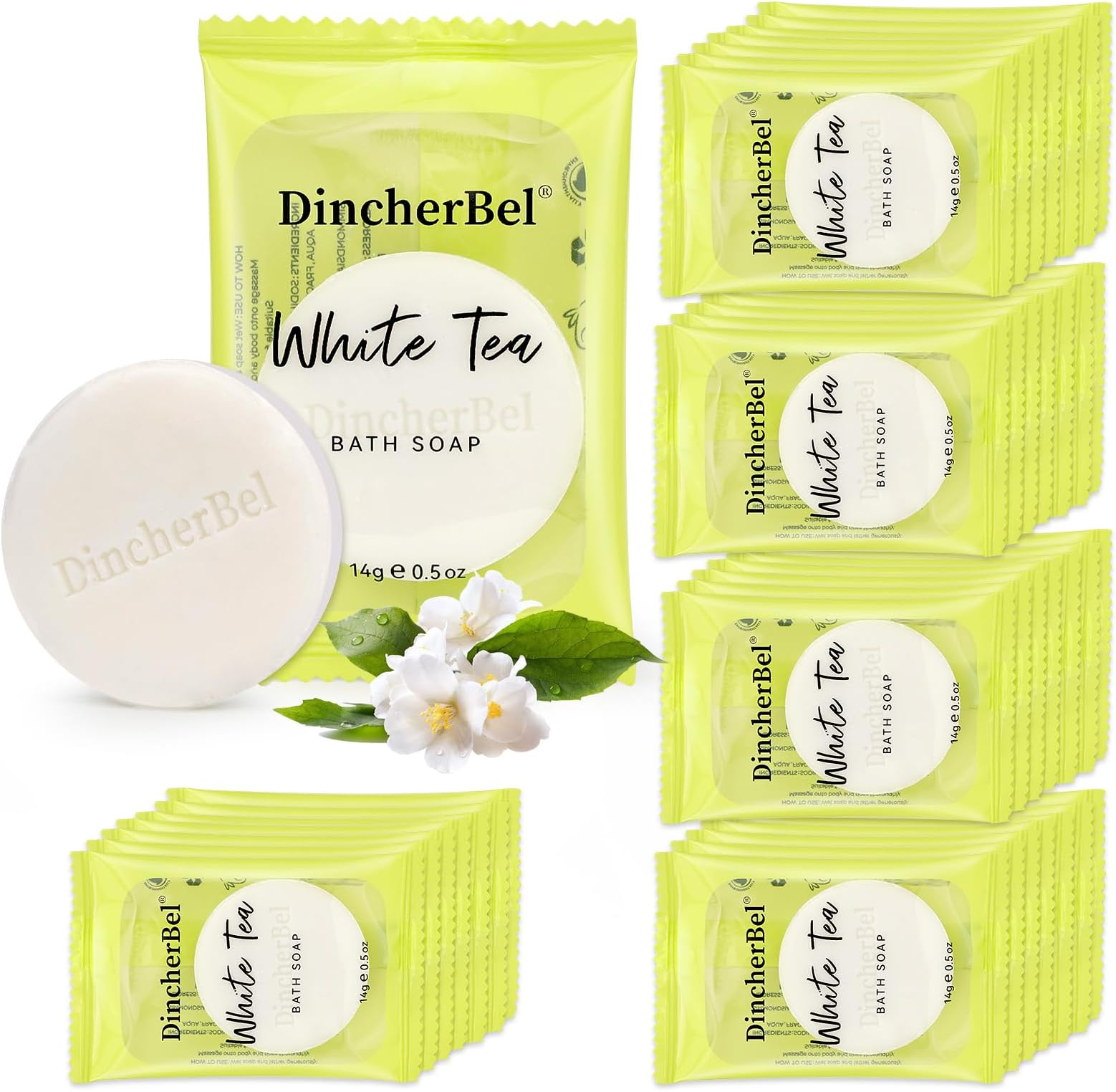 Amazon.com : DincherBel 100 Pack 0.5oz Travel Soap, Cleansing Bars Soap ...