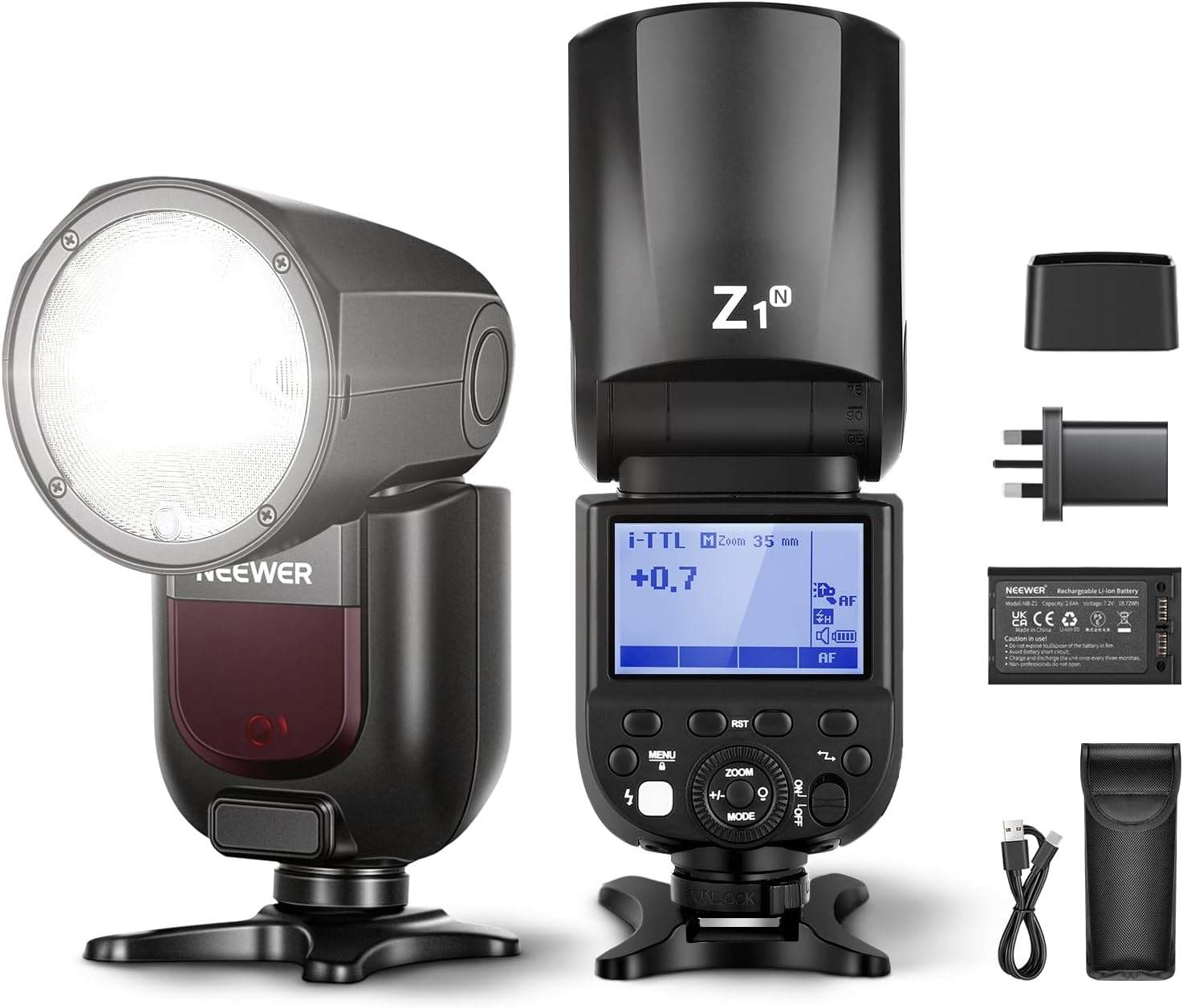 NEEWER Z1-N TTL Round Head Speedlite Flash for Nikon DSLR Cameras 76W 2 ...