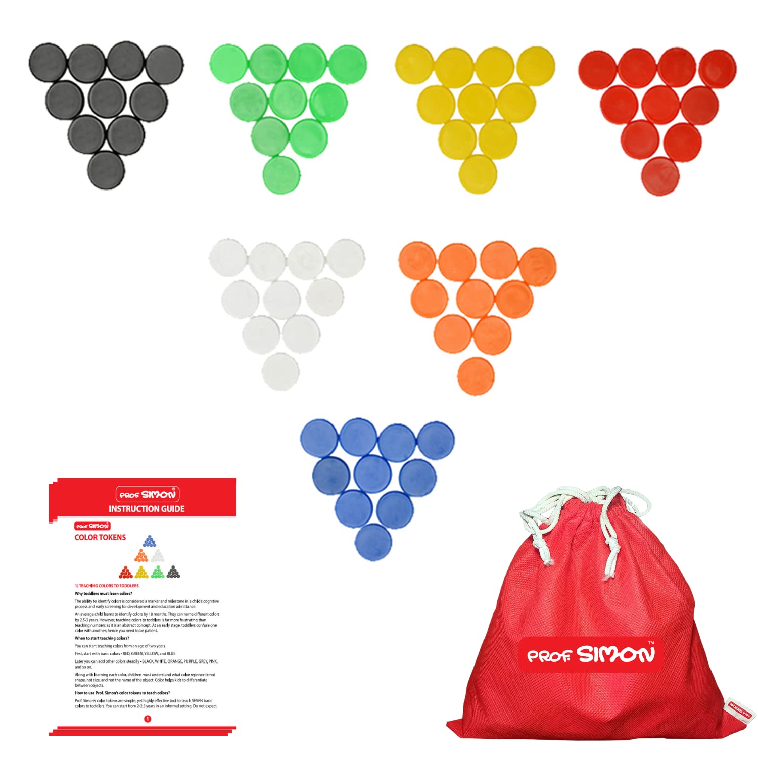 Buy Prof.Simon Color Tokens for Counting, Colour Identification, Maths ...