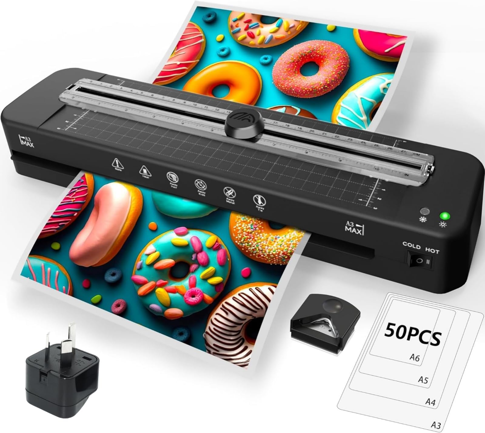 Mingzhe SL399 Laminator Machine Set A3 Size Hot and Cold Lamination 2 Roller System with 25 A3 ...