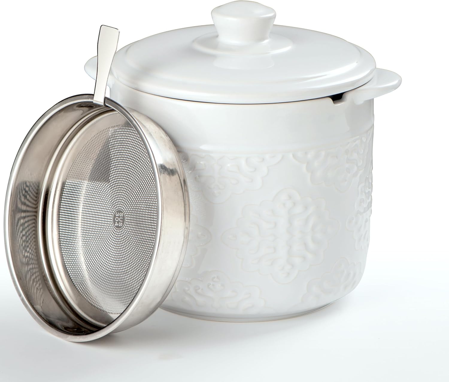 Amazon.com: Ceramic Bacon Grease Container with Strainer,Grease Can ...