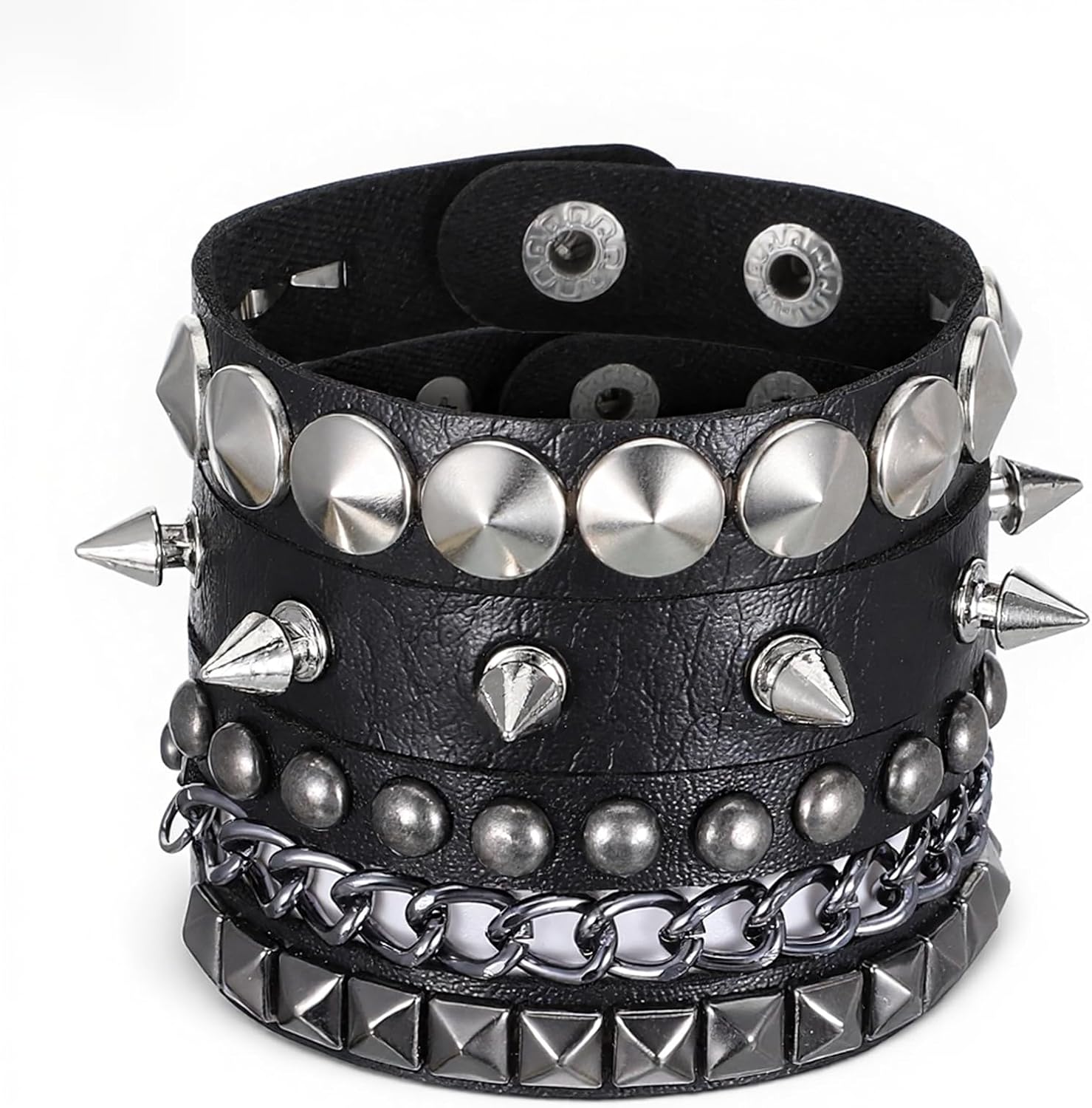 Amazon.com: LXUEJIE 3Pcs Punk Rock Studded Bracelets, PU Leather Punk ...