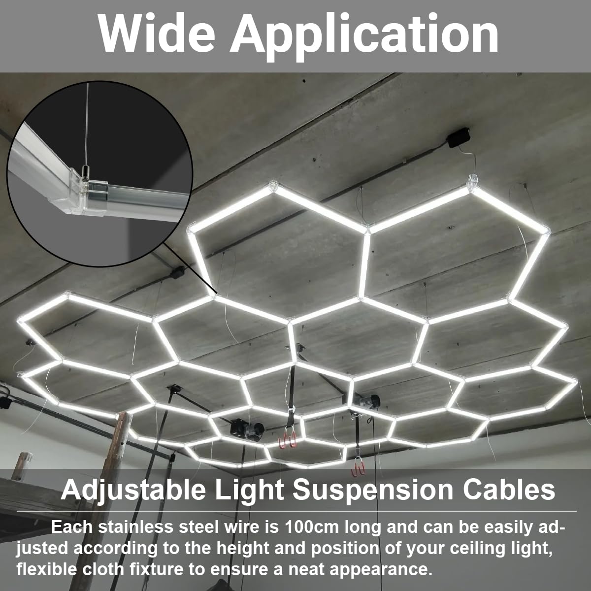 Snapklik.com : 12 Pack 3ft Lighting Suspension Cables Kit For Hexagon ...