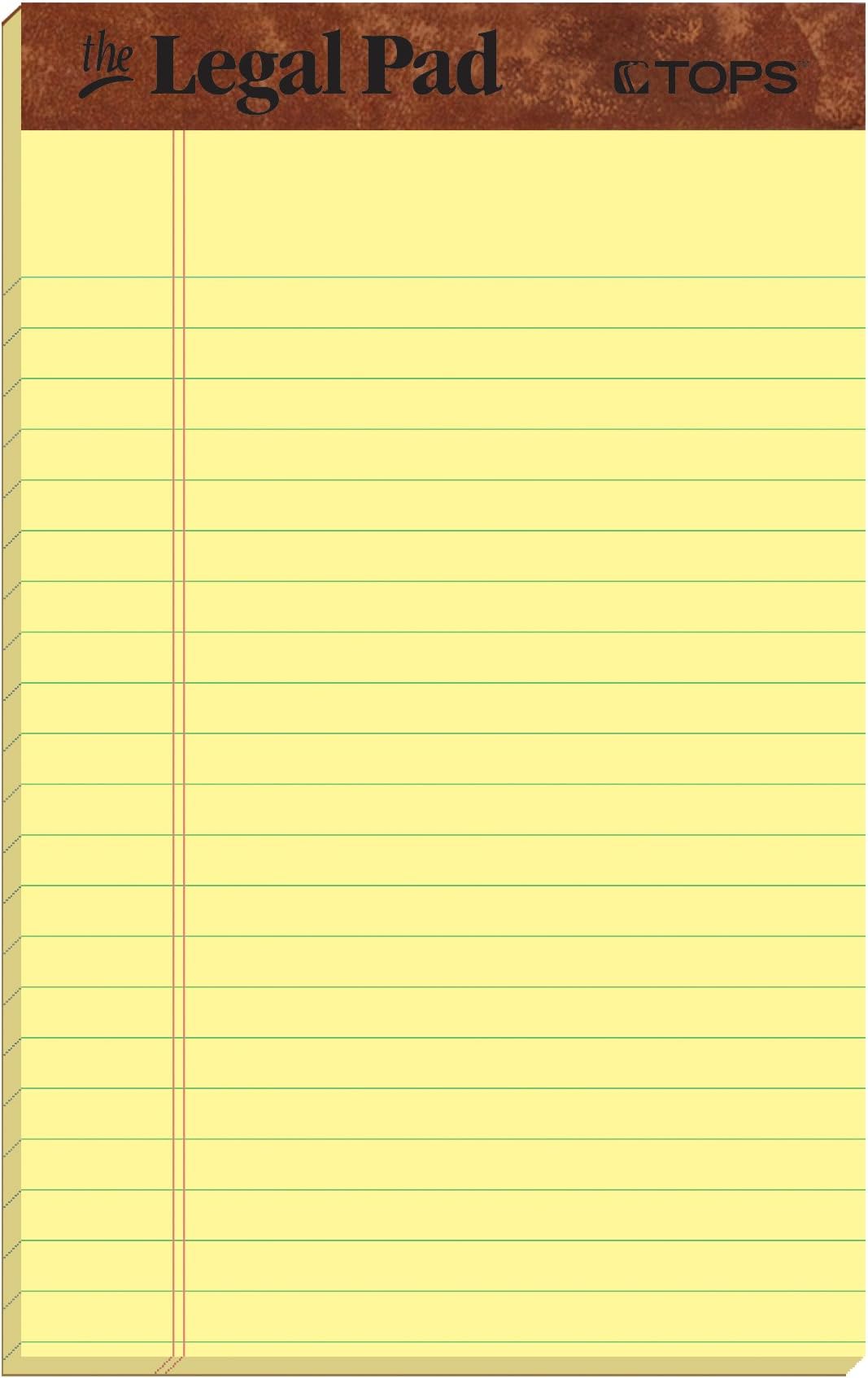 Amazon.com : TOPS The Legal Pad Writing Pads, 5" x 8", Jr. Legal Rule ...