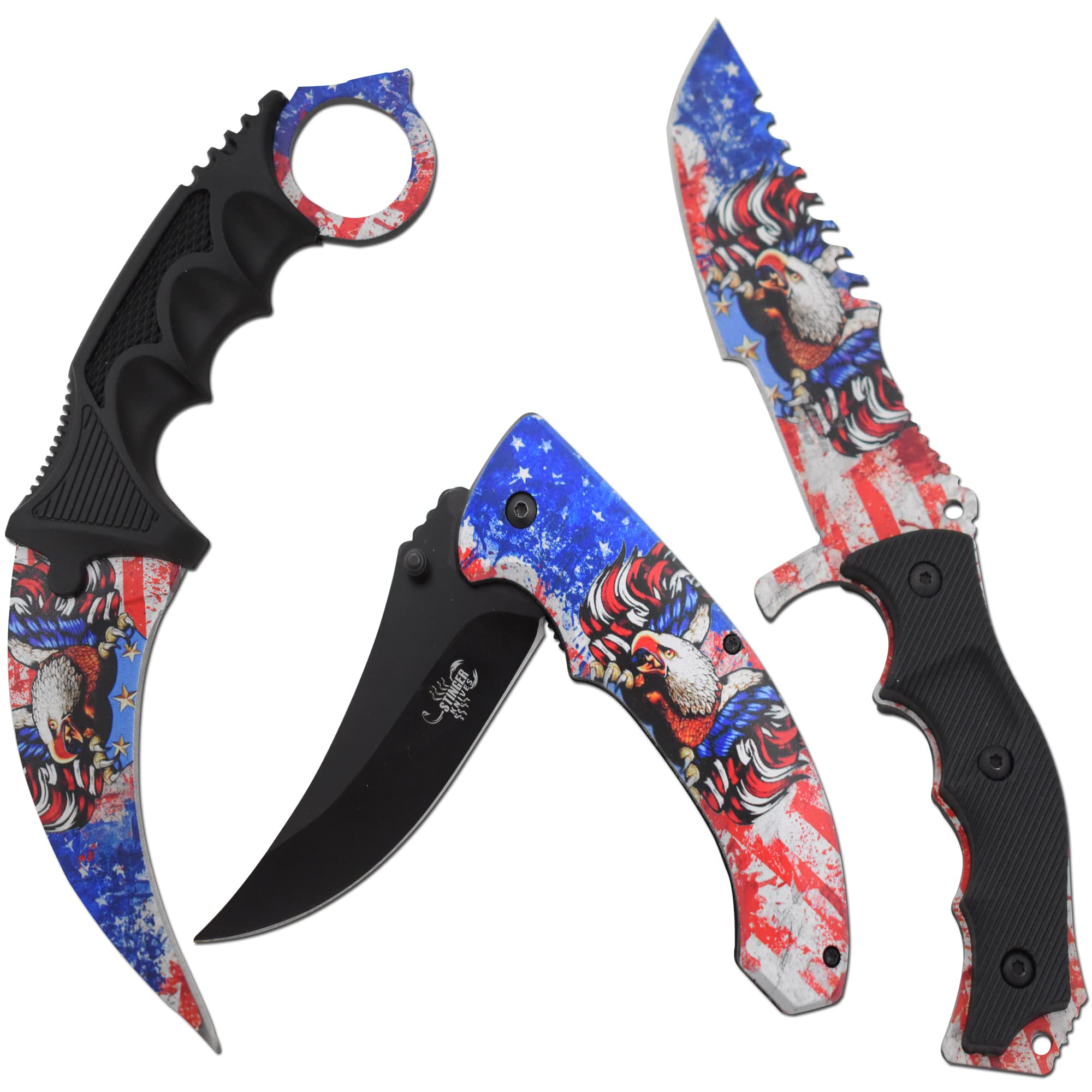 Buy Snake Eye Triple Set - Karambit/Mini Huntsman/Folding - Outdoors ...