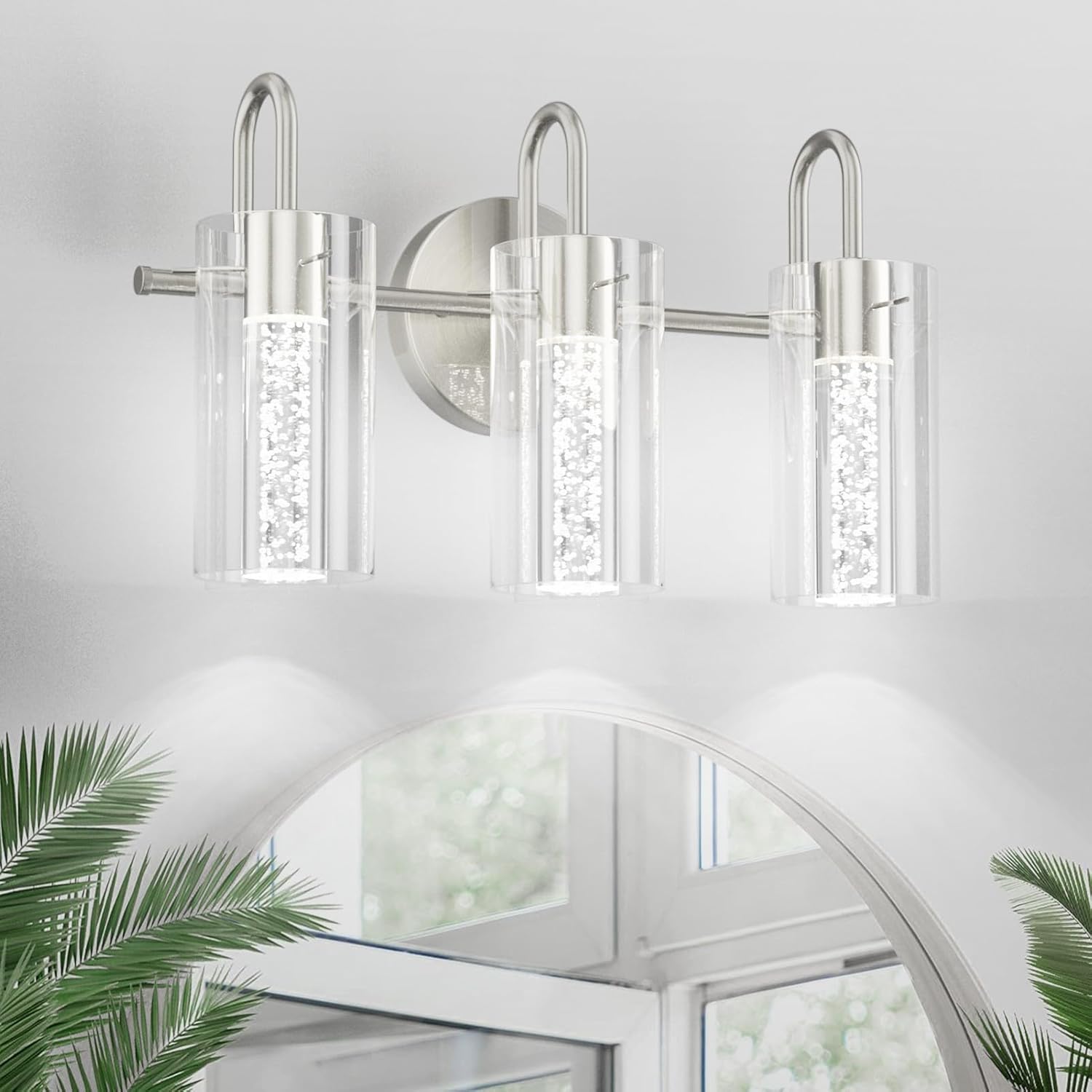 Aipsun Brushed Nickel Bathroom Light fixtures 3 Lights Modern Bathroom ...