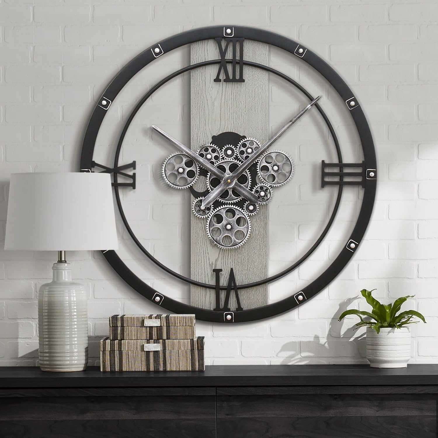 Amazon.com: Micasso 24 inch Large Real Moving Gears Wall Clock ...