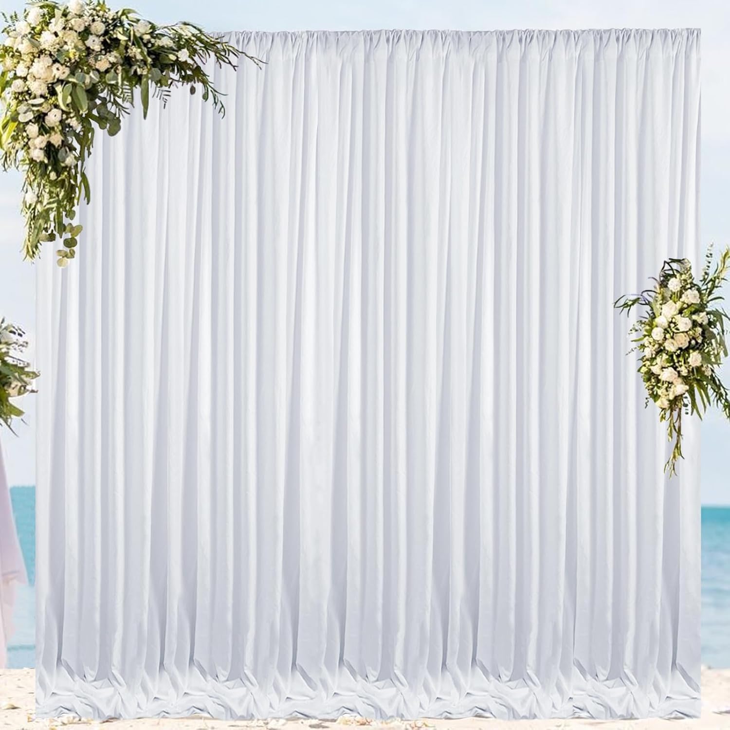 Amazon.com: Romolive White 10ft x 10ft Curtains, Wedding Backdrop ...