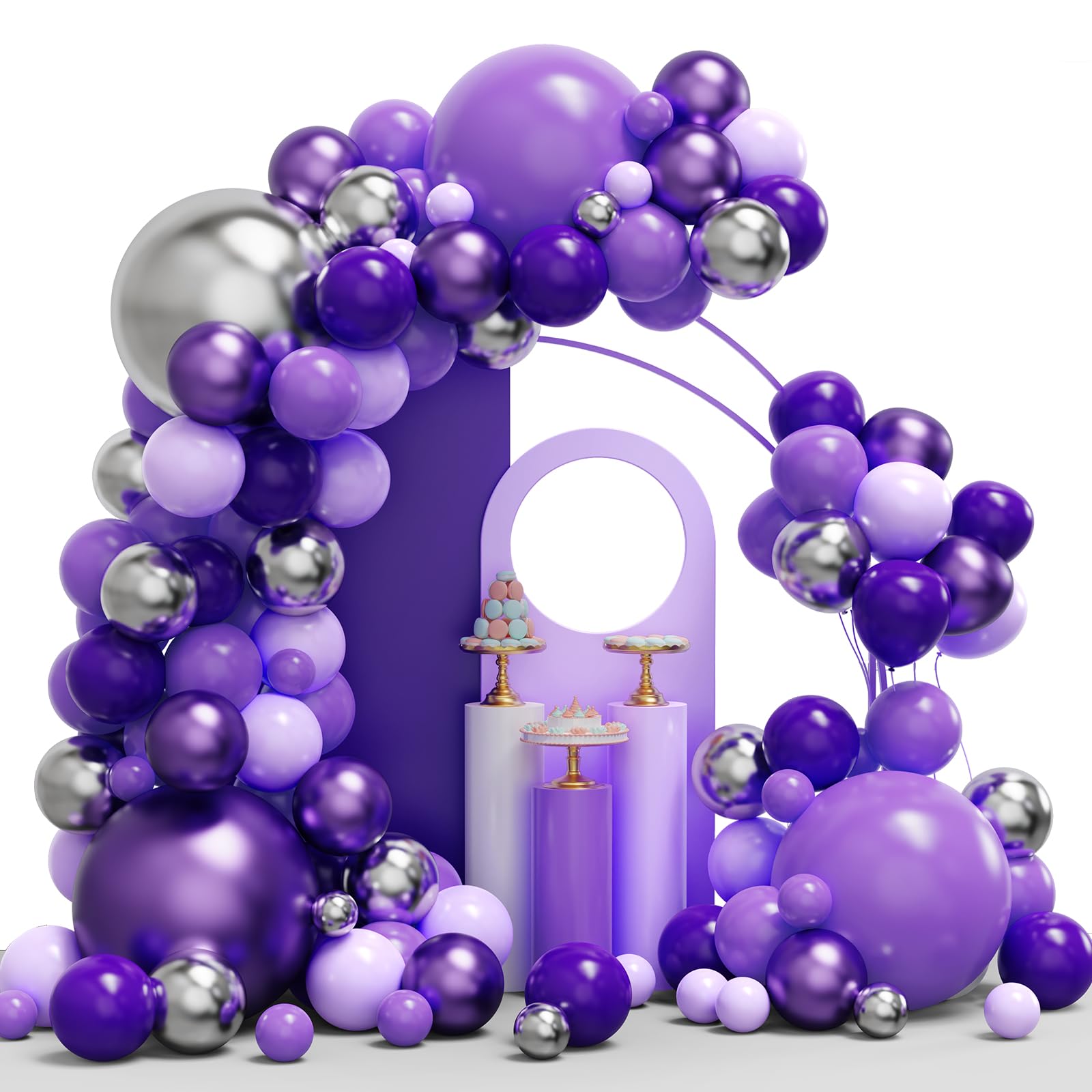 Amazon.com: Purple Balloon Garland Arch Kit, 134PCS Purple and Silver ...