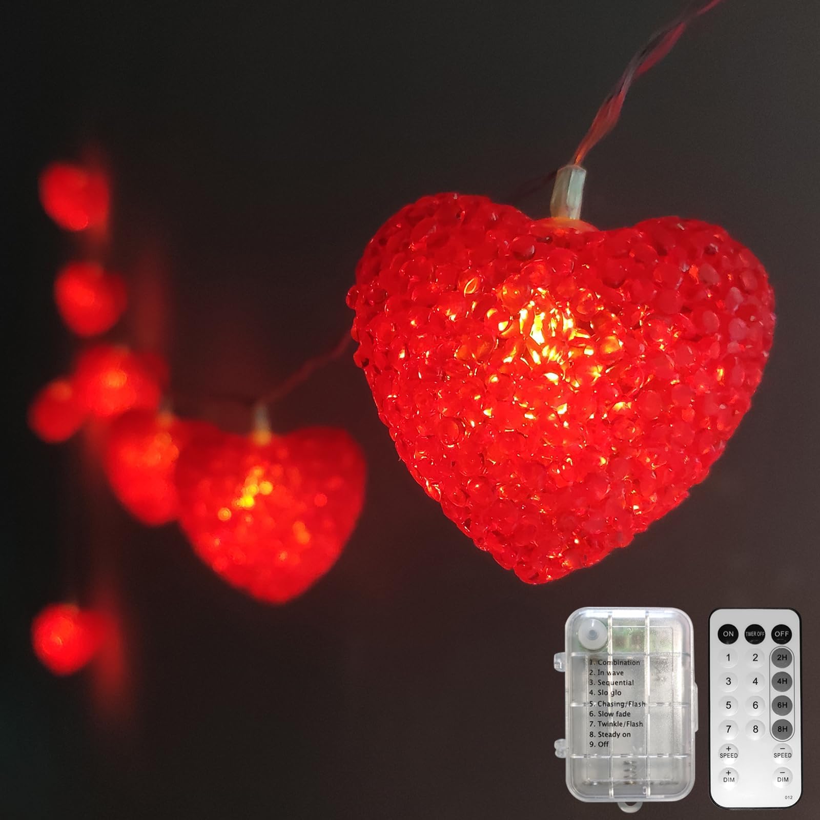 Amazon.com: Lights4fun, Inc. 20 Red Heart Battery Operated LED Micro ...